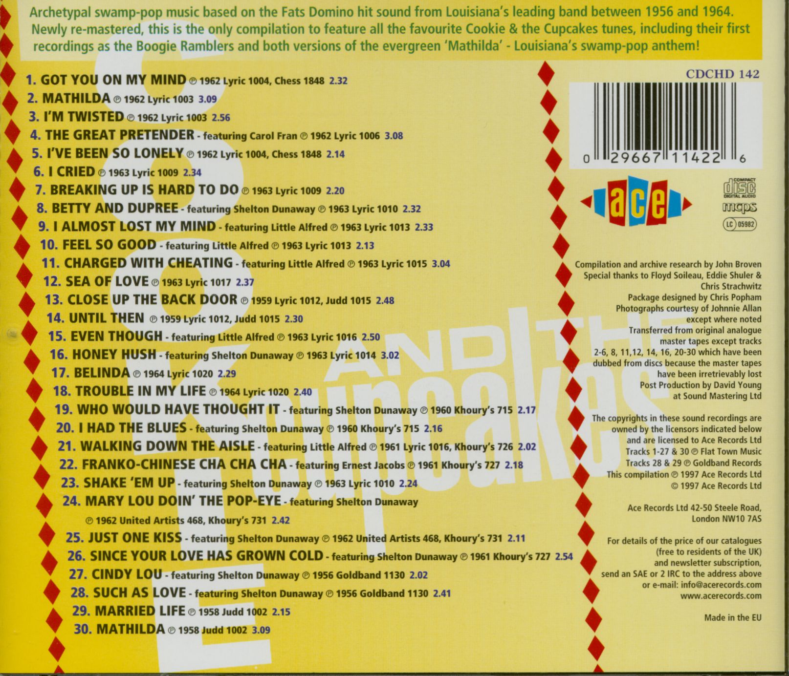 Cookie & The Cupcakes CD: Kings Of Swamp Pop (CD) - Bear Family Records