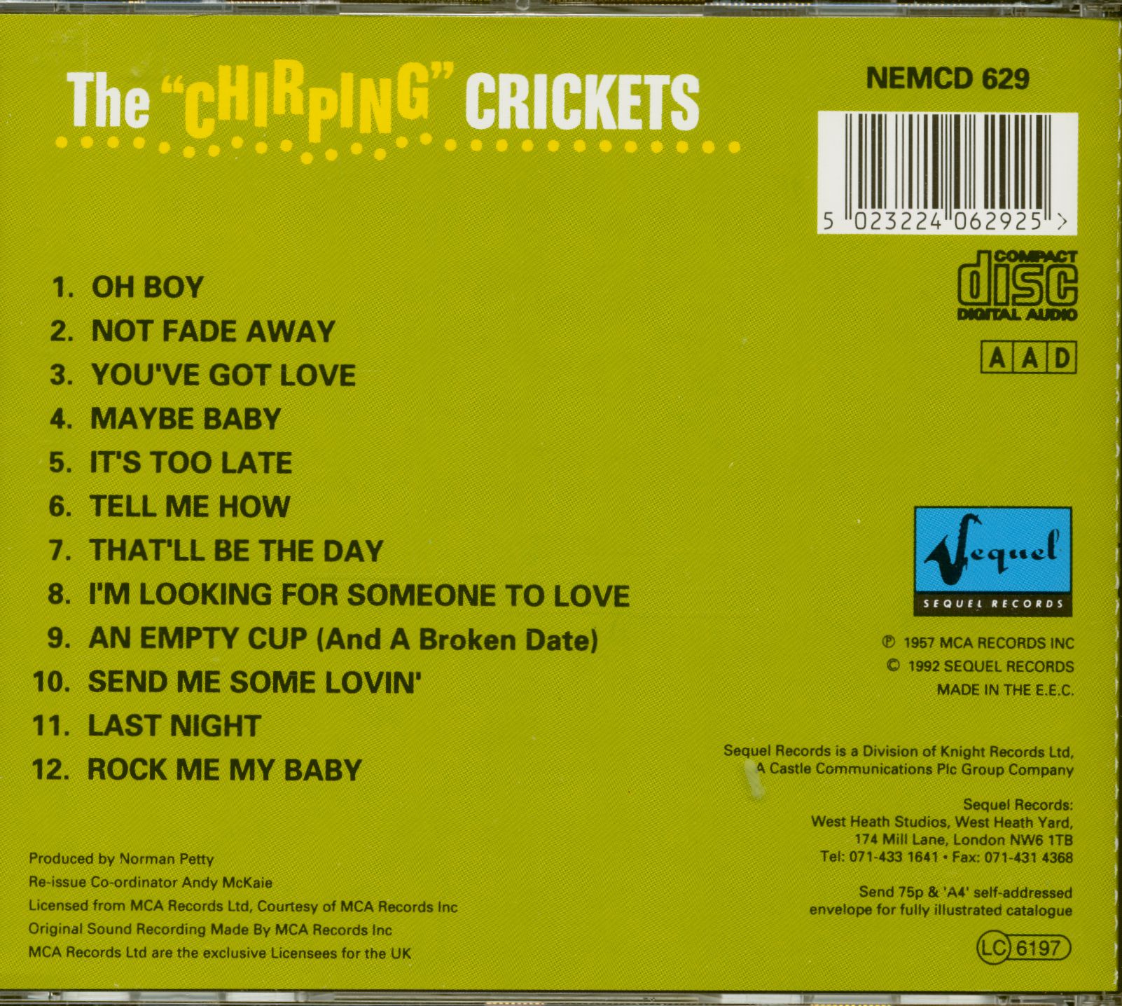 The Crickets CD: The Chirping Crickets (CD) - Bear Family Records