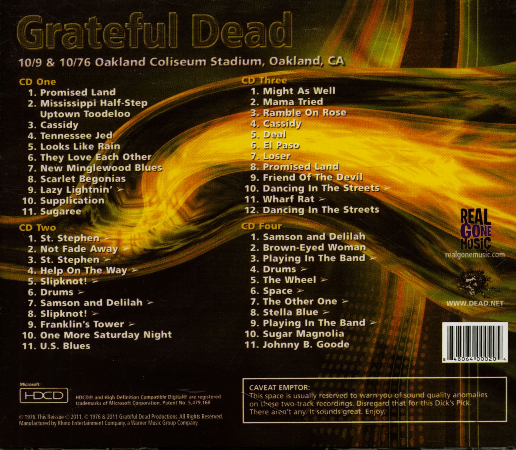 Grateful Dead Cd Dicks Picks Vol 33 Oakland Coliseum Stadium