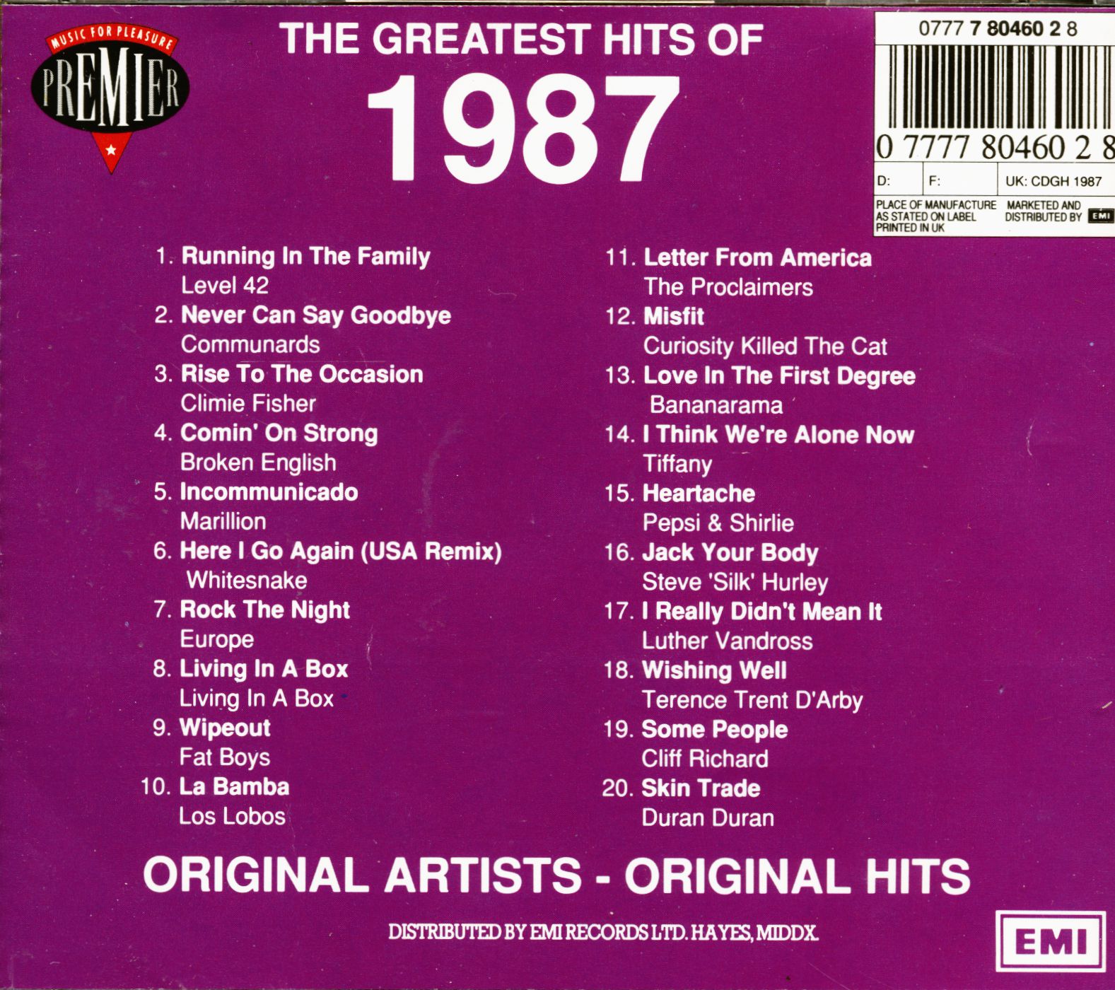 various-cd-the-greatest-hits-of-1987-cd-bear-family-records
