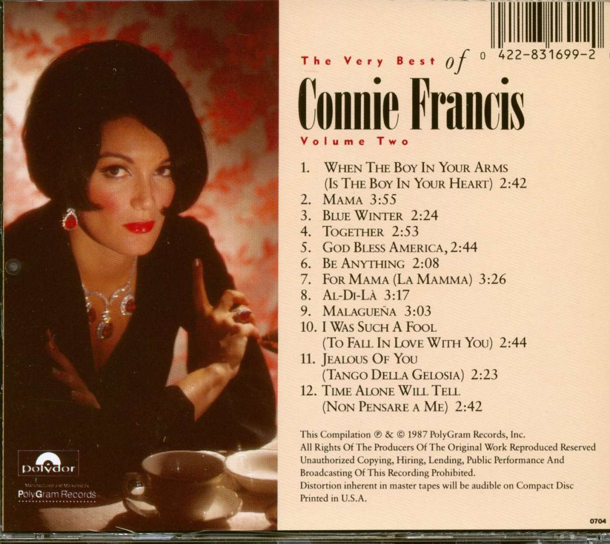 Connie Francis Cd The Very Best Of Connie Francis Vol 2 Cd Bear
